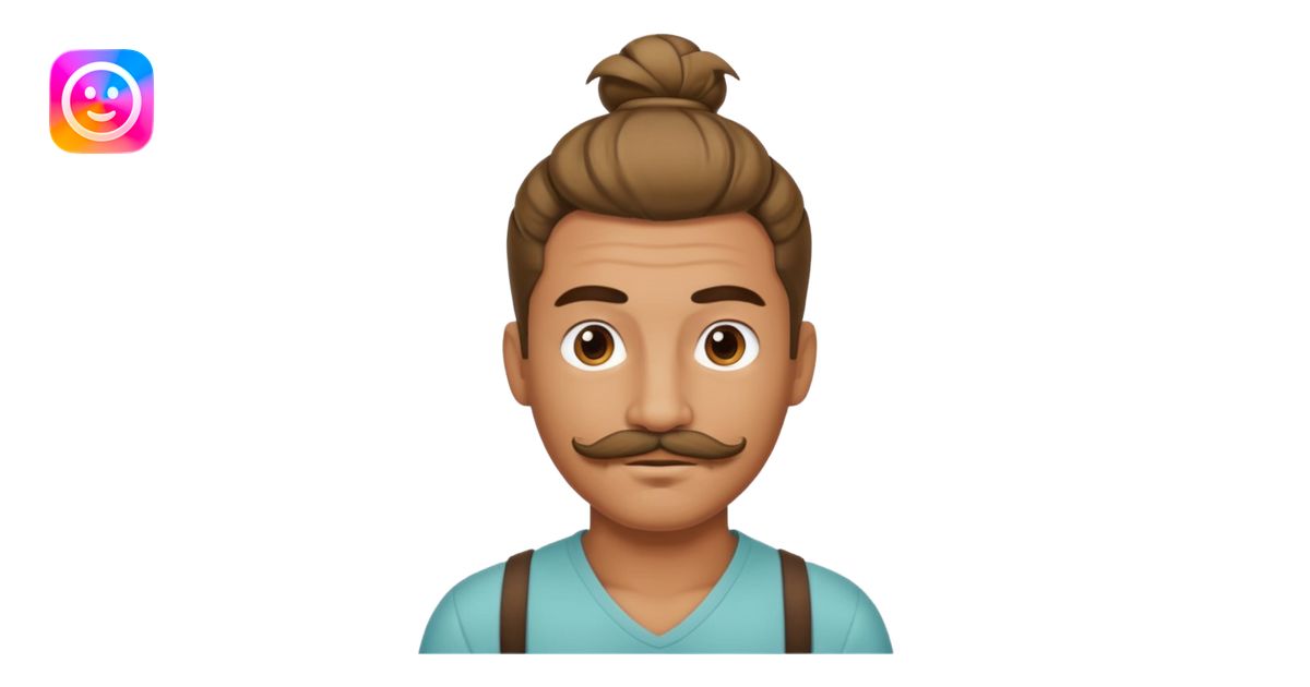 bun hair man and mustache emoji | AI Emoji Generator