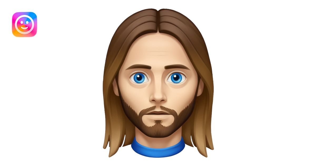 Jared Leto with blue eyes emoji | AI Emoji Generator
