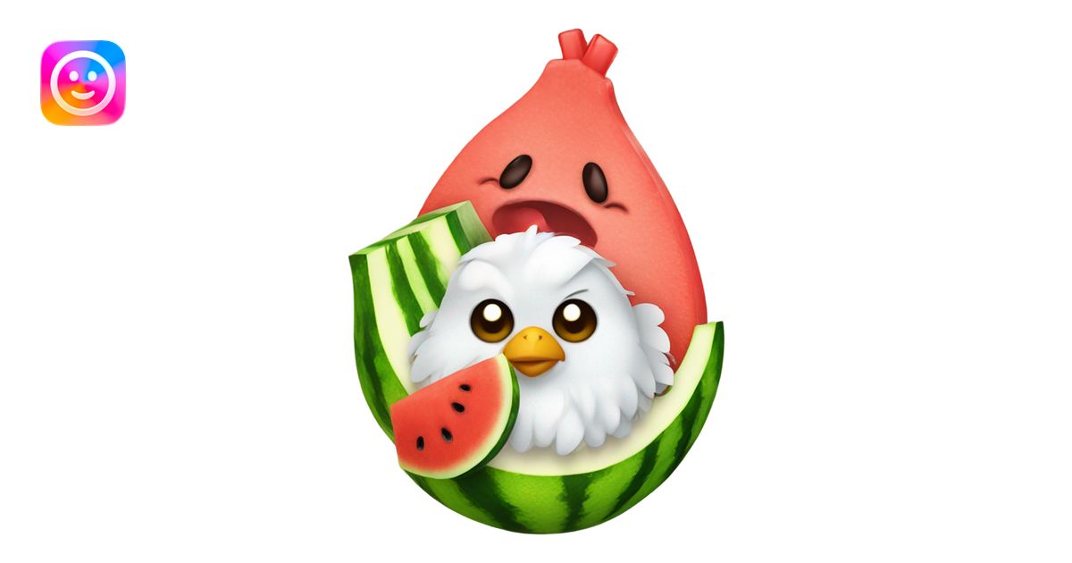 chicken and watermelon and kool aid emoji | AI Emoji Generator