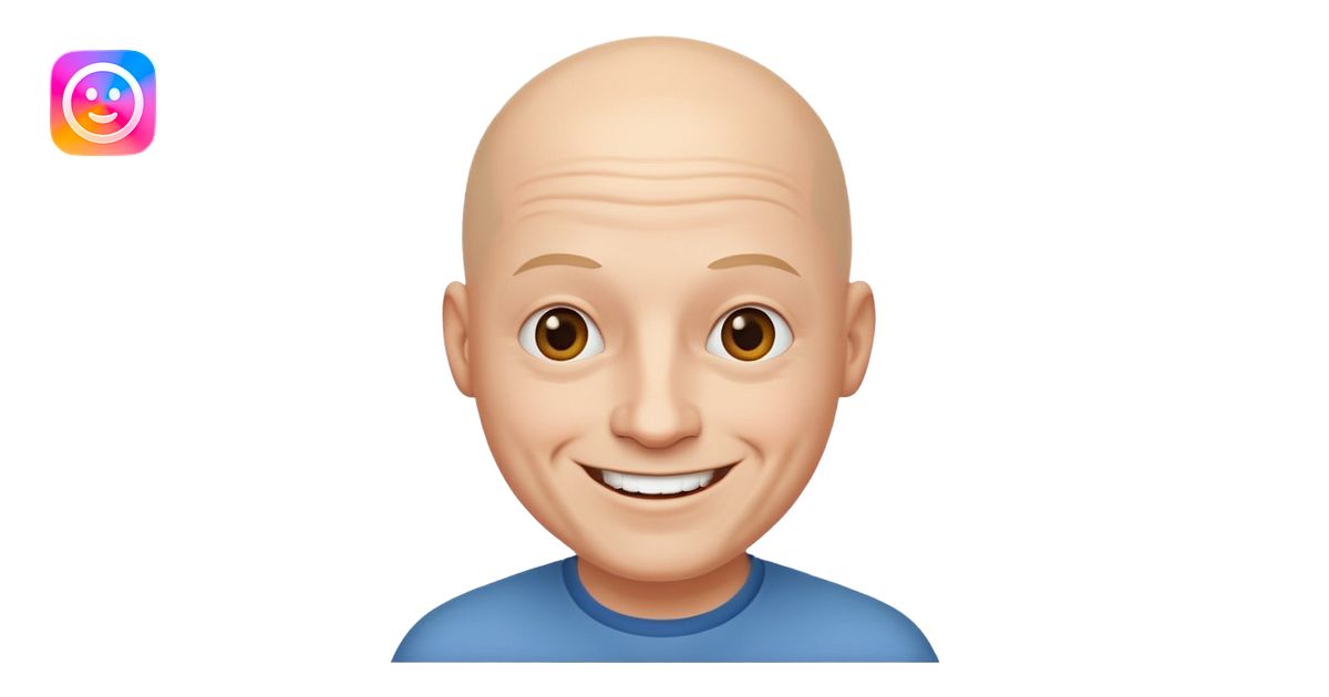 Bald Man smiling white emoji | AI Emoji Generator