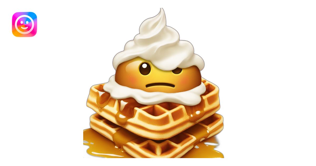 Waffle with chantilly emoji | AI Emoji Generator