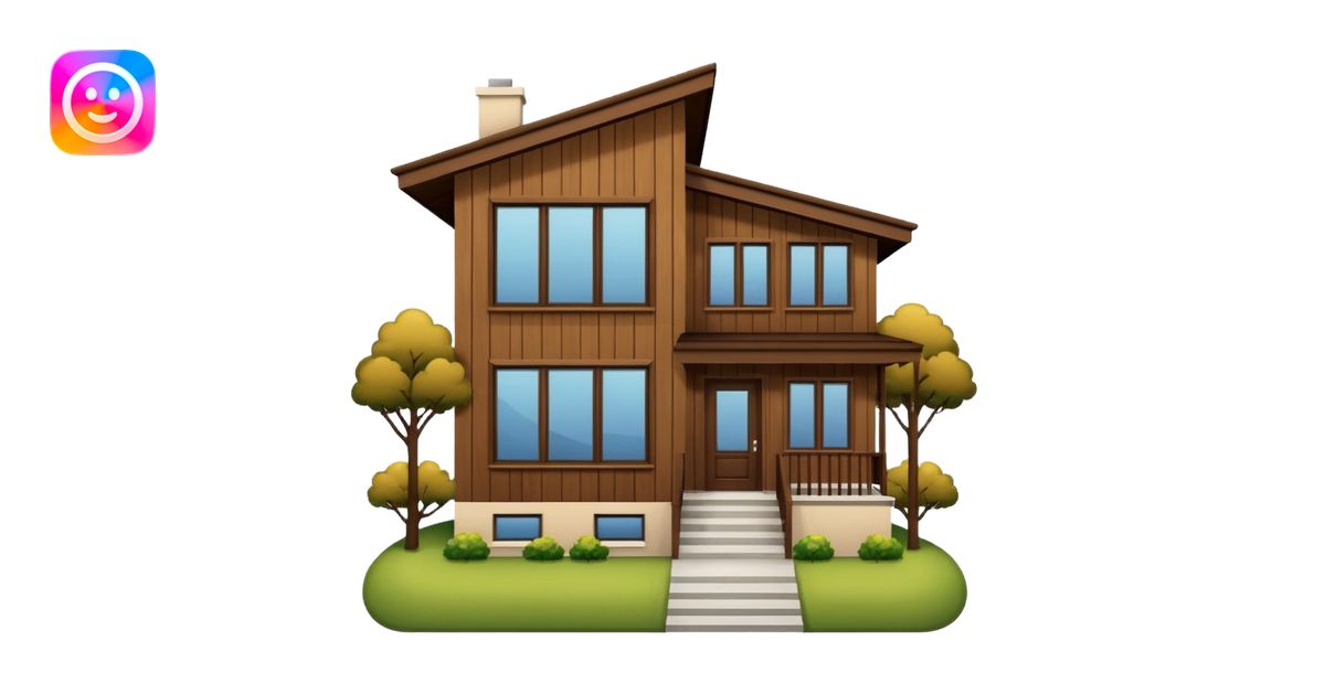 Make me a modern house with only one floor, with big windows and brown ...
