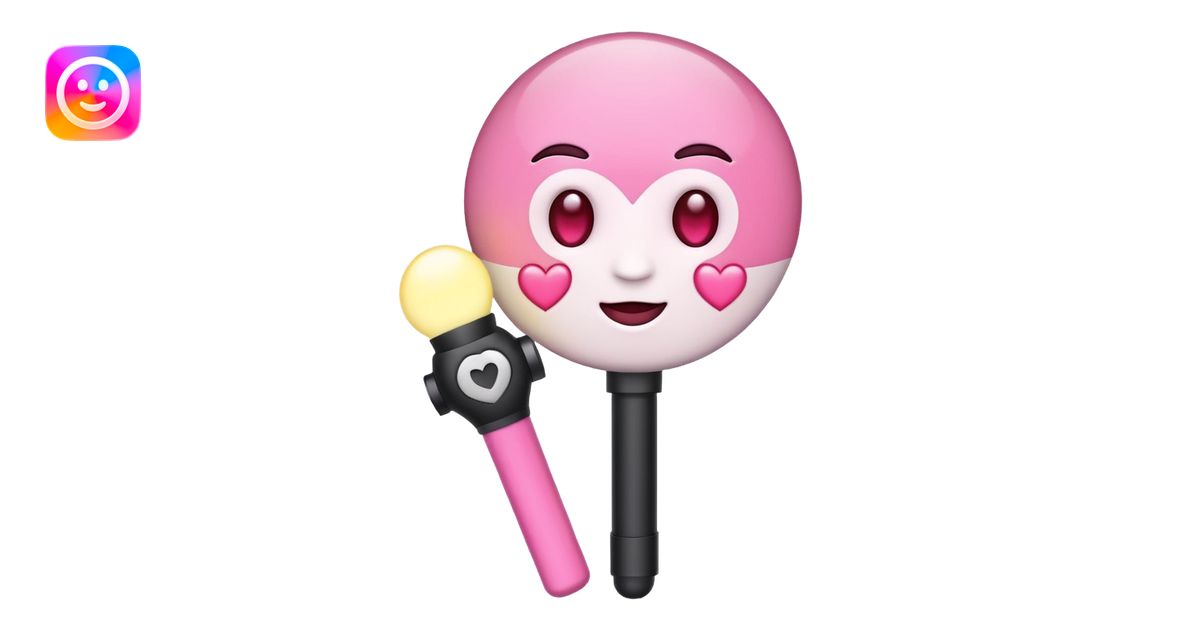 a fan emoji with heart eyes holding light stick emoji | AI Emoji Generator