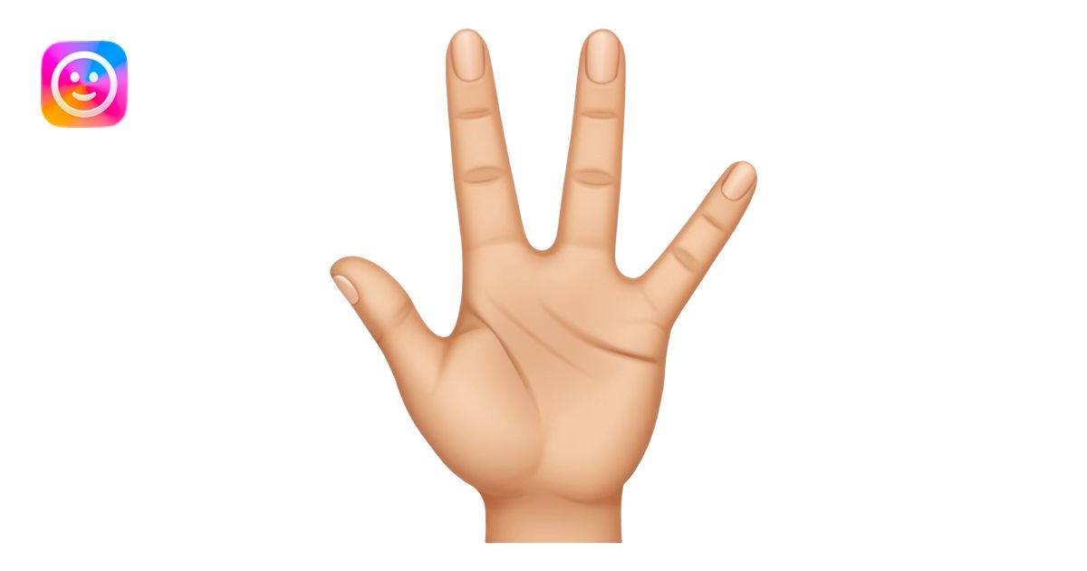 Mano con 3 dedos levantados y 2 dedos abajo emoji | AI Emoji Generator