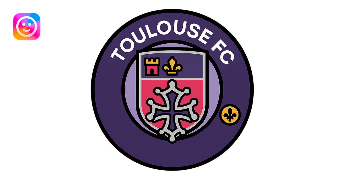 Toulouse FC logo in icon style, simplified, circular form, purple and ...
