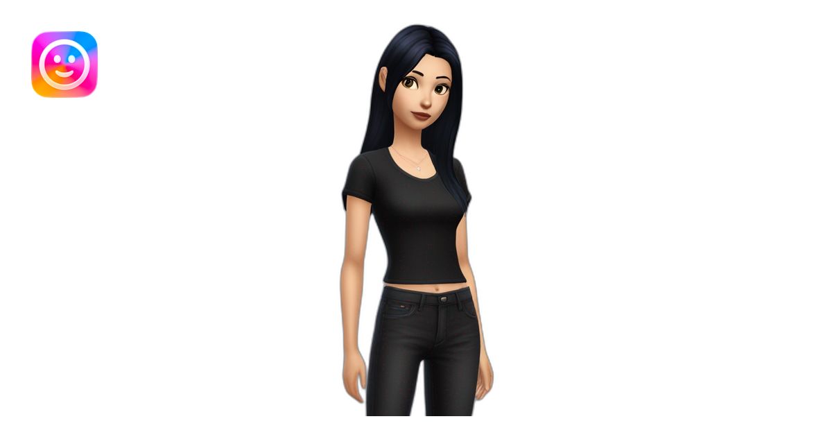 Sims+4+Anime+Cassandra+Goth-girl-dark-hair-black-tshirt+perfectly ...
