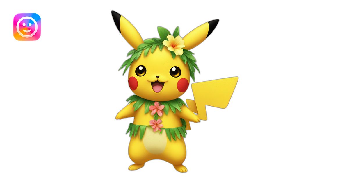 Pikachu dressed as hula emoji | AI Emoji Generator