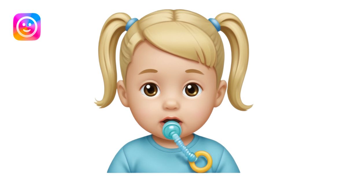 very smalll baby with ponytail and pacifier emoji | AI Emoji Generator