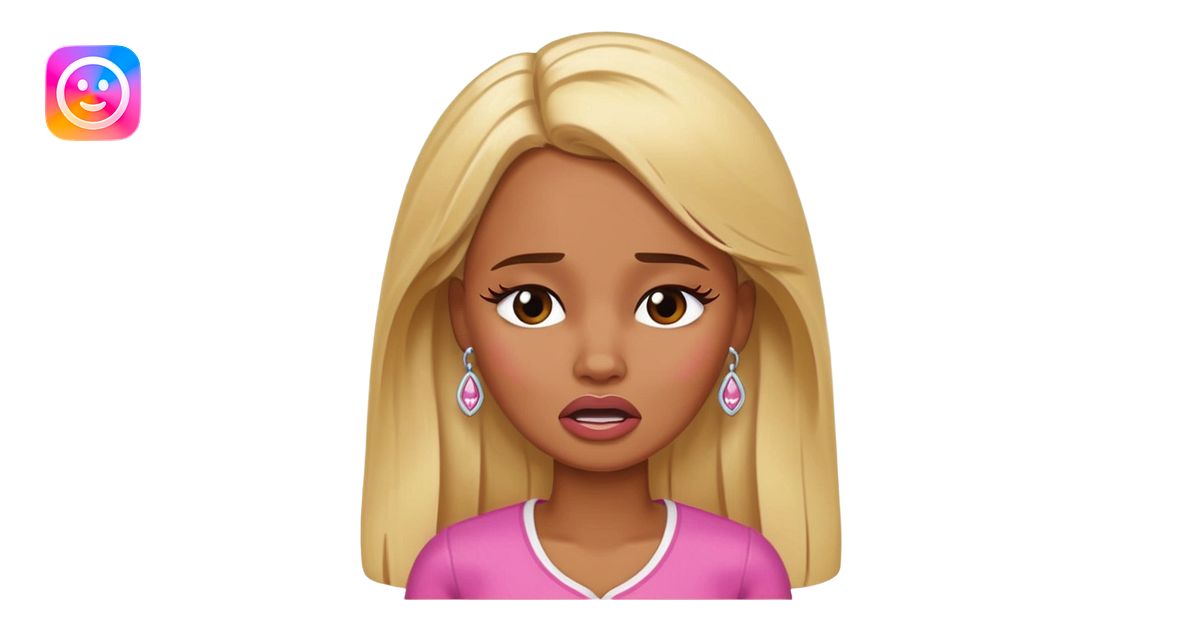 brown skin blonde barbie crying emoji | AI Emoji Generator