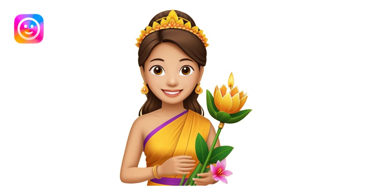 Beautiful woman emoji holding a krathong emoji | AI Emoji Generator