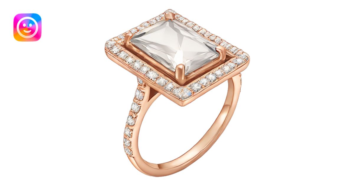 Rose gold engagement ring with small diamonds surrounding the big ...
