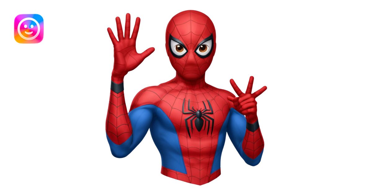 Spiderman making a web gesture with his hand emoji | AI Emoji Generator