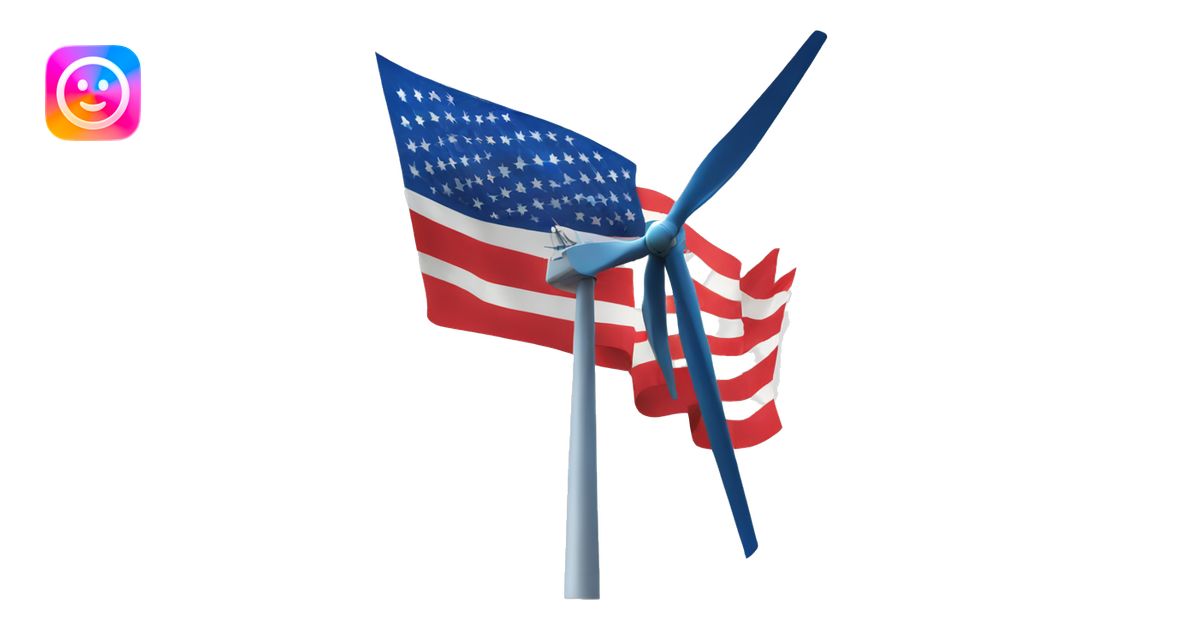 Wind turbine in usa flag colors emoji | AI Emoji Generator