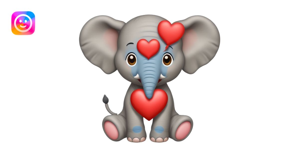Elephant calf with small heart symbol on head, circus cloth emoji | AI ...