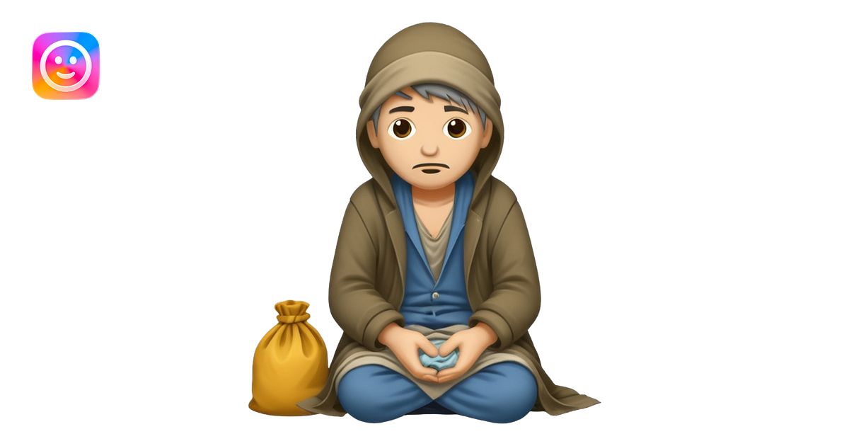 beggar who is also a homeless person poor with damaged clothing emoji ...