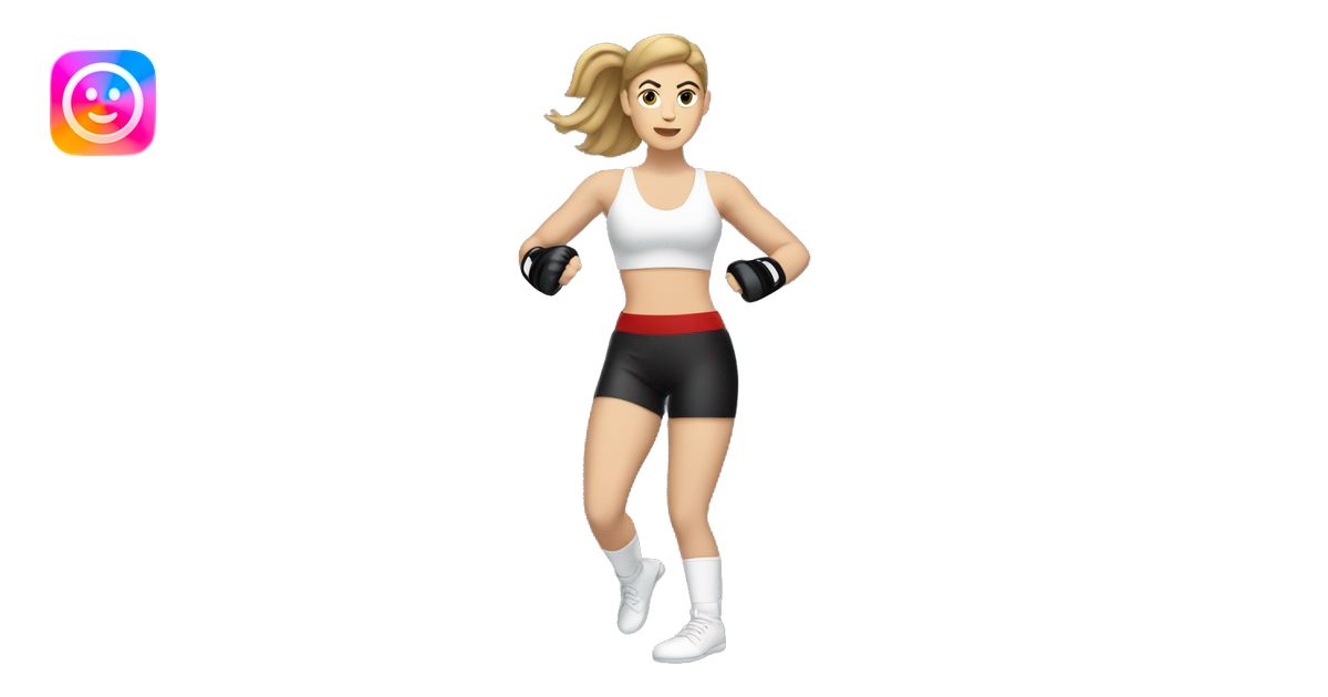 Brunette white Woman kickboxing with a cast on her leg emoji | AI Emoji ...