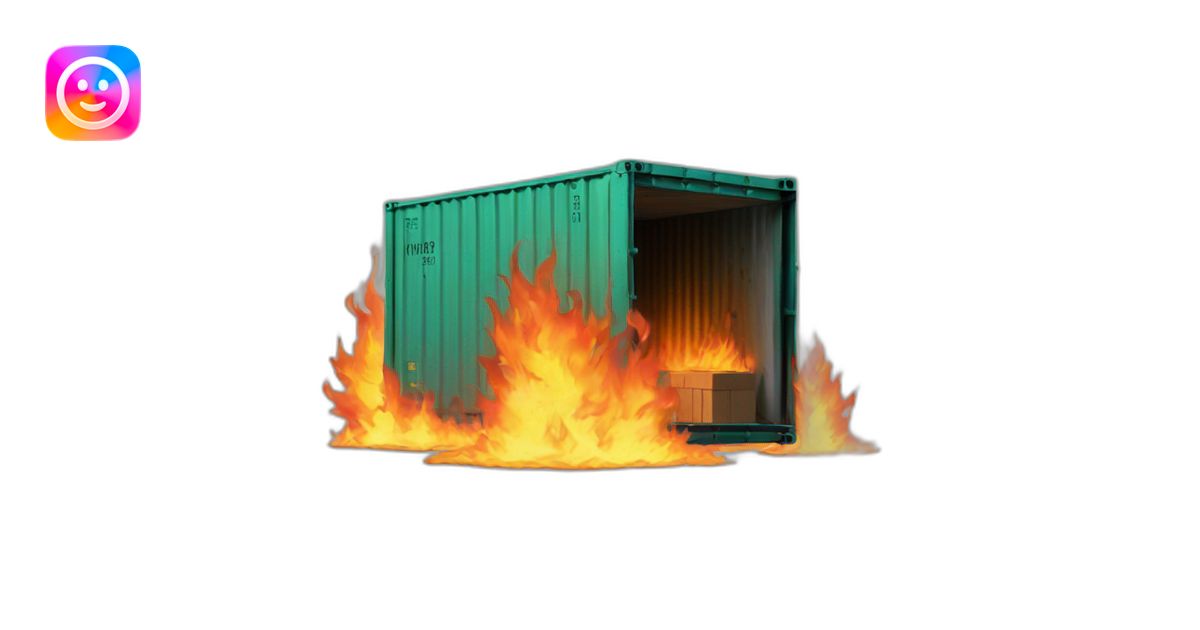 shipping container on fire emoji | AI Emoji Generator