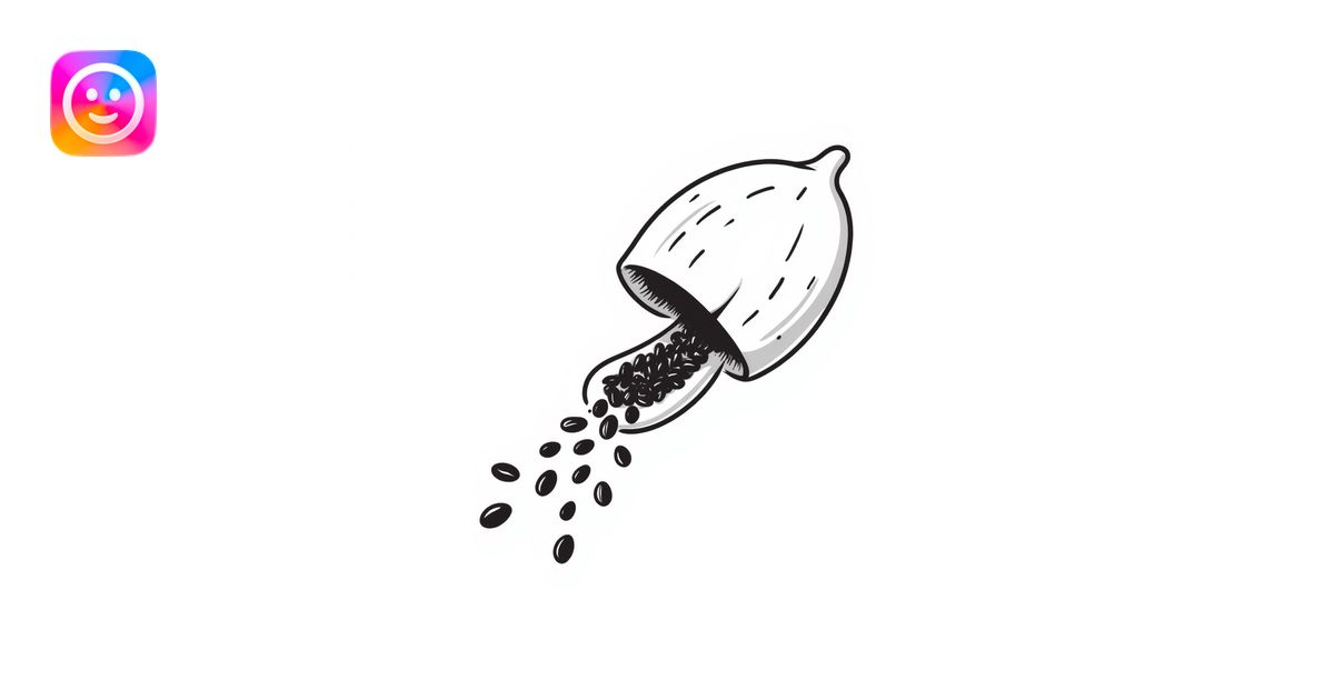 hand-drawn sesame seed pod opening with seeds spilling out illustration ...