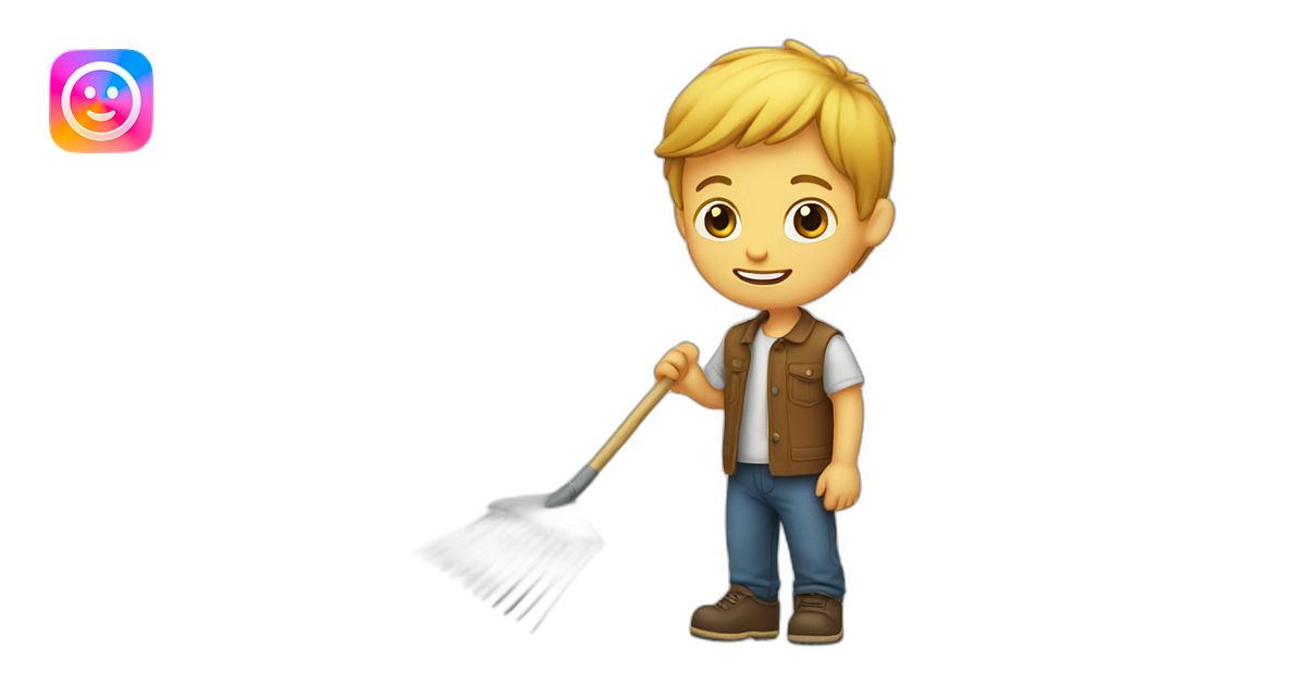 white kid holding a rake emoji | AI Emoji Generator