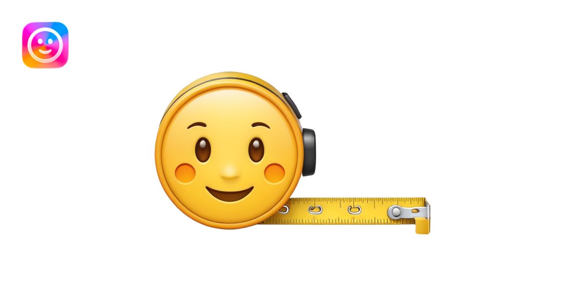 Cute emoji-style measuring tape roll, yellow color with orange ...