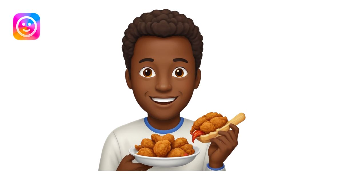 Black guy eating fried chicken emoji | AI Emoji Generator