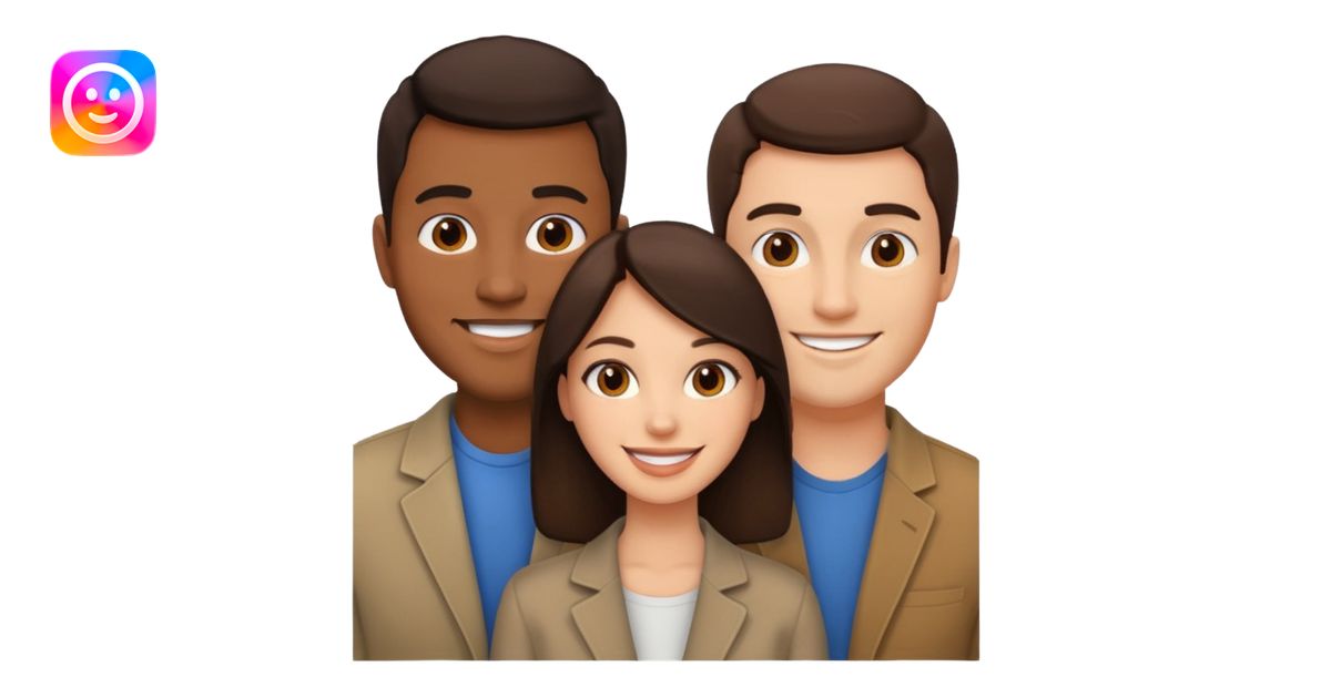 Un trouple deux hommes une femme brune qui sont tous ensemble emoji ...