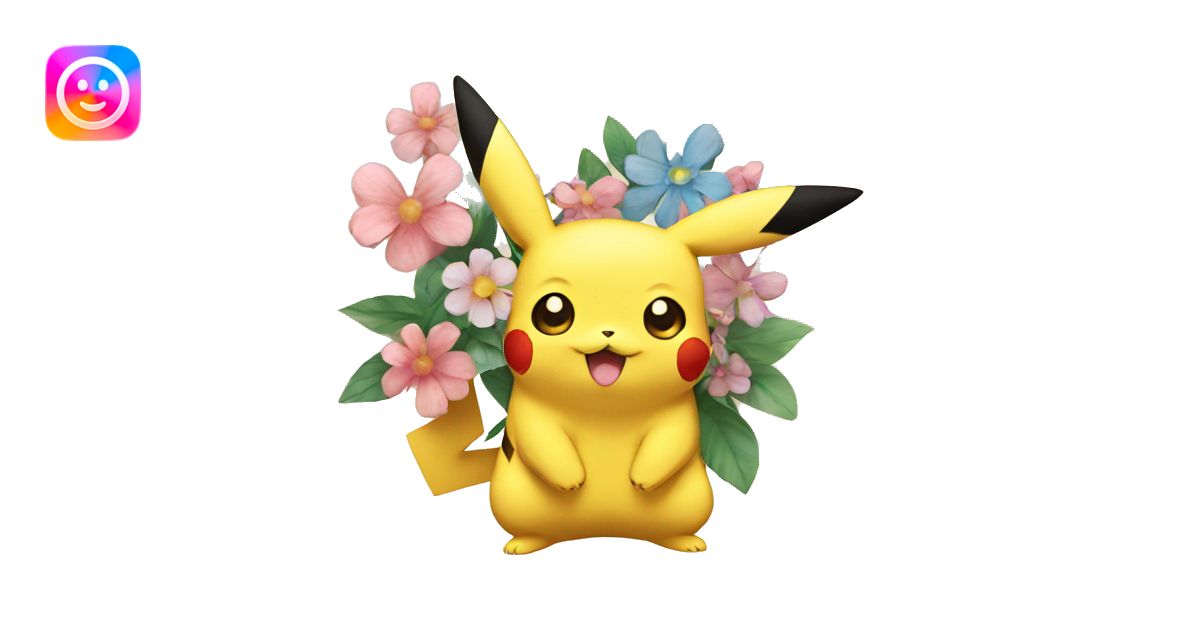 Pikachu with flowers emoji | AI Emoji Generator