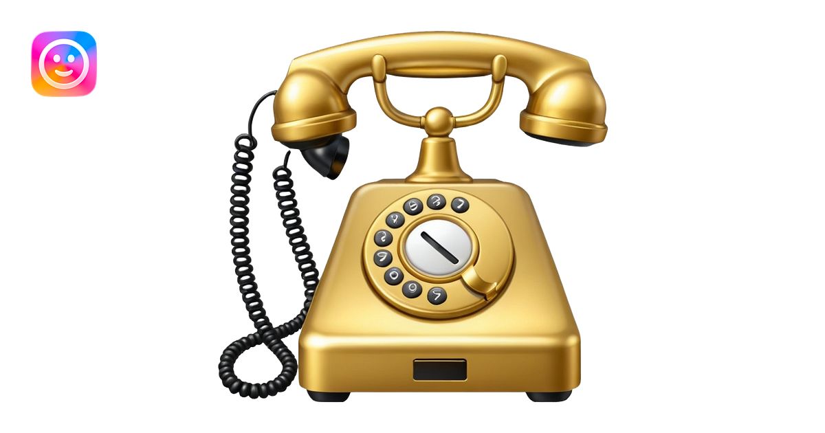 One single Golden phone icon, png, no background, no border emoji | AI ...