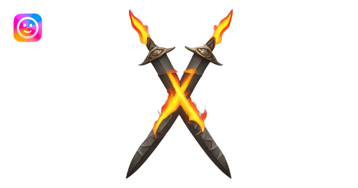 Two Daggers crossed with flames behind emoji | AI Emoji Generator