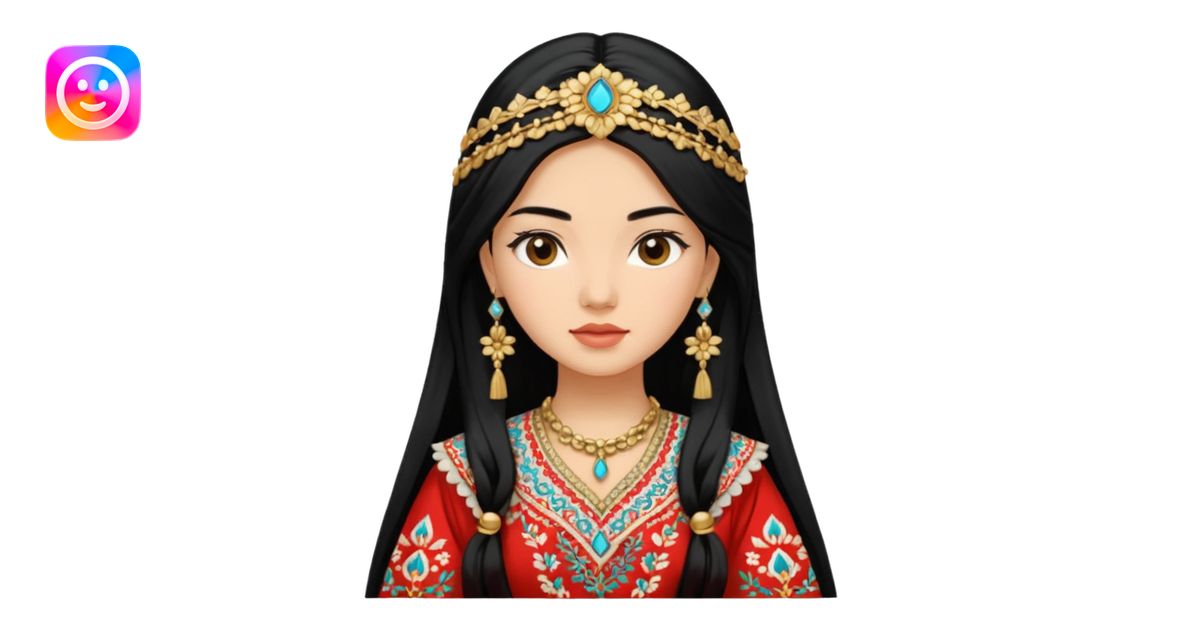 Uzbek girl who has long black hair and beautiful traditional dress ...