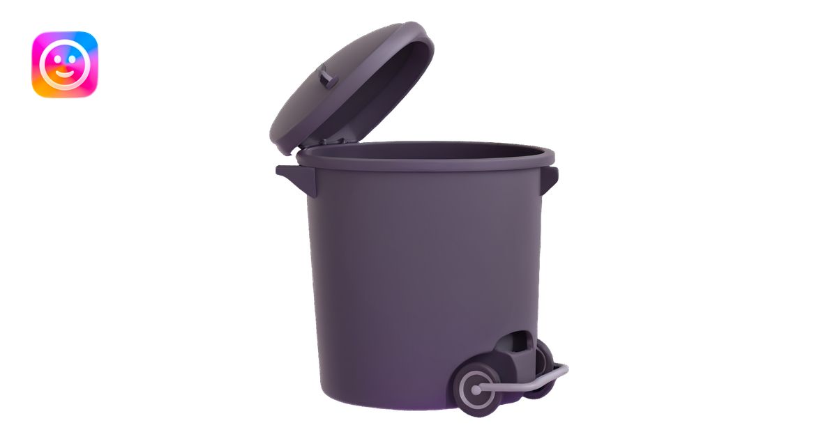 Draw a Pixar-style trash can. The view should be at a high angle. Do ...
