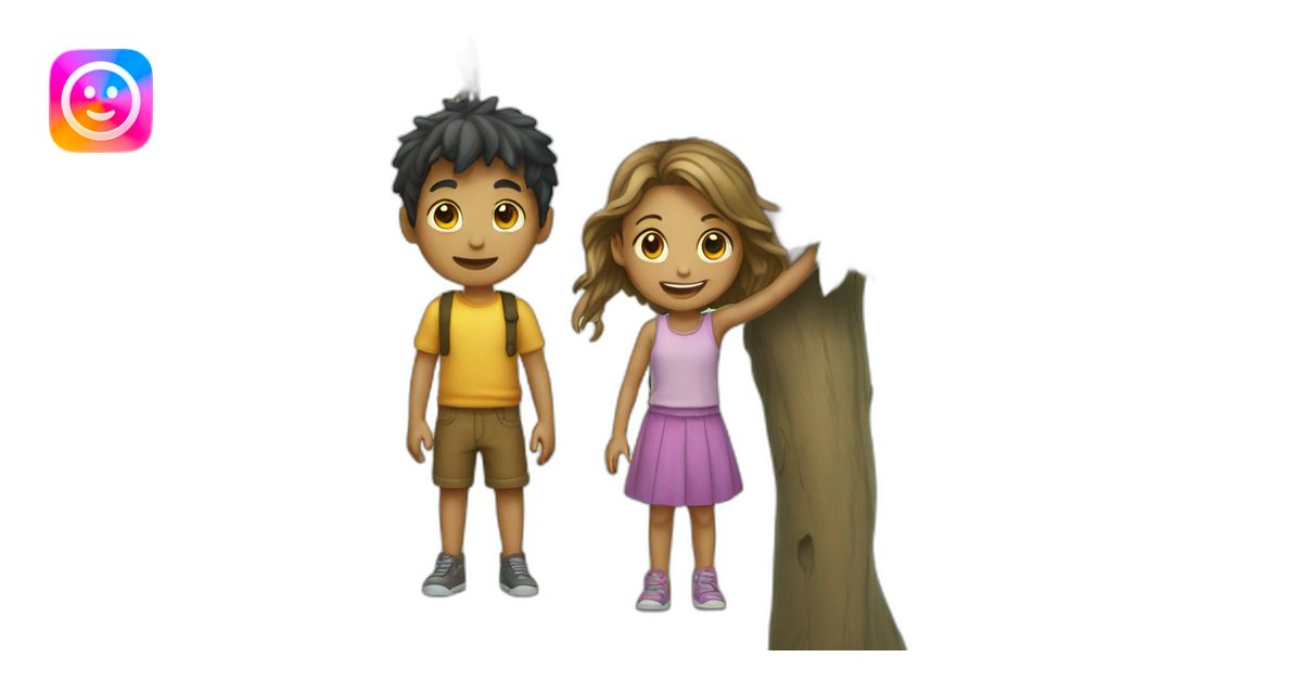 boy and girl hanging on tree emoji | AI Emoji Generator