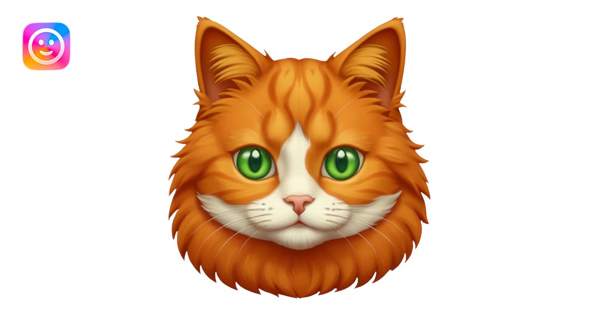 orange puffy cat with green eyes emoji | AI Emoji Generator