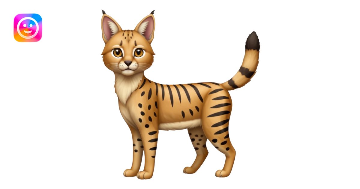 Striped and spotted Lynx-Caracal-Serval-hybrid full body emoji | AI ...