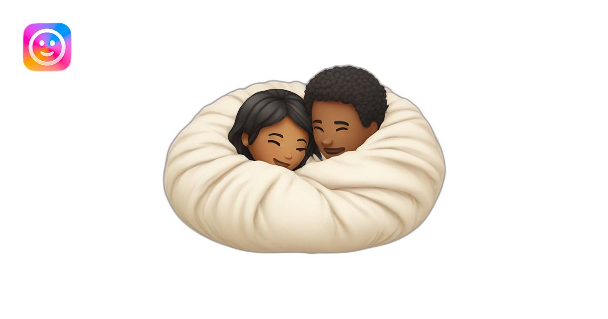 lovers cuddle in ball of comforter emoji | AI Emoji Generator