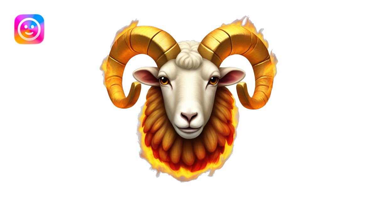 Realistic ram on fire made of burning realistic fire flames red yellow ...