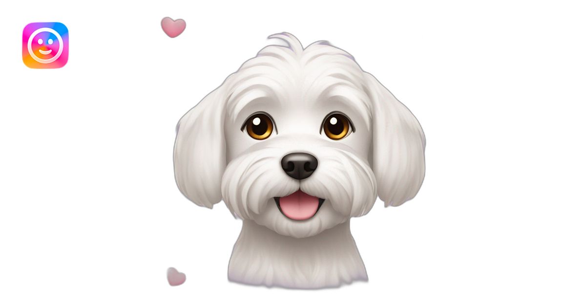 dog Maltese Face with a few hearts around her head emoji | AI Emoji ...