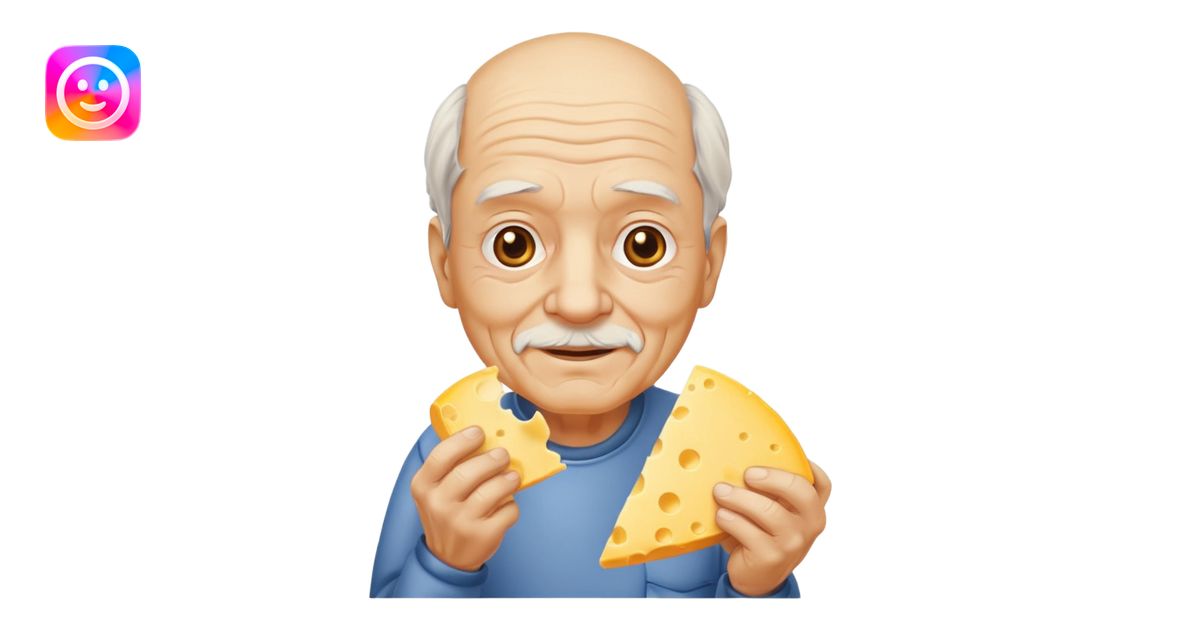old man holding cheese piece emoji | AI Emoji Generator