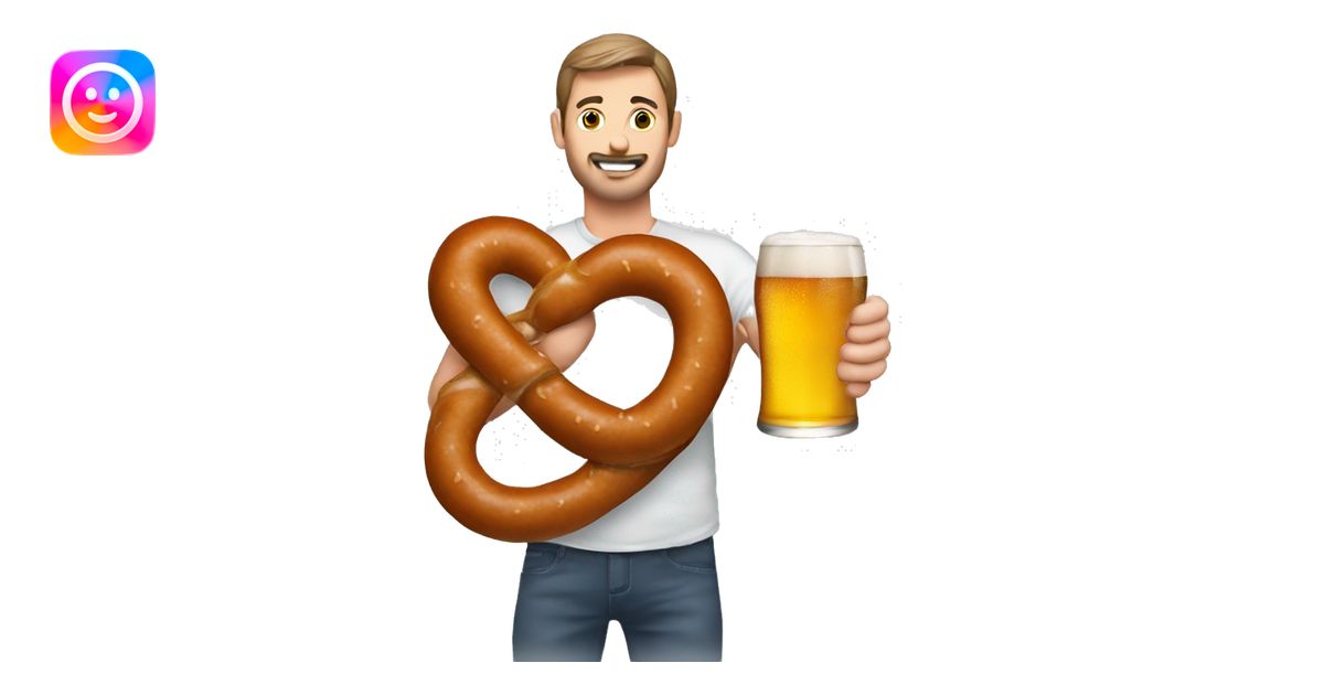 A human pretzel with a sausage and a beer in his han emoji | AI Emoji ...