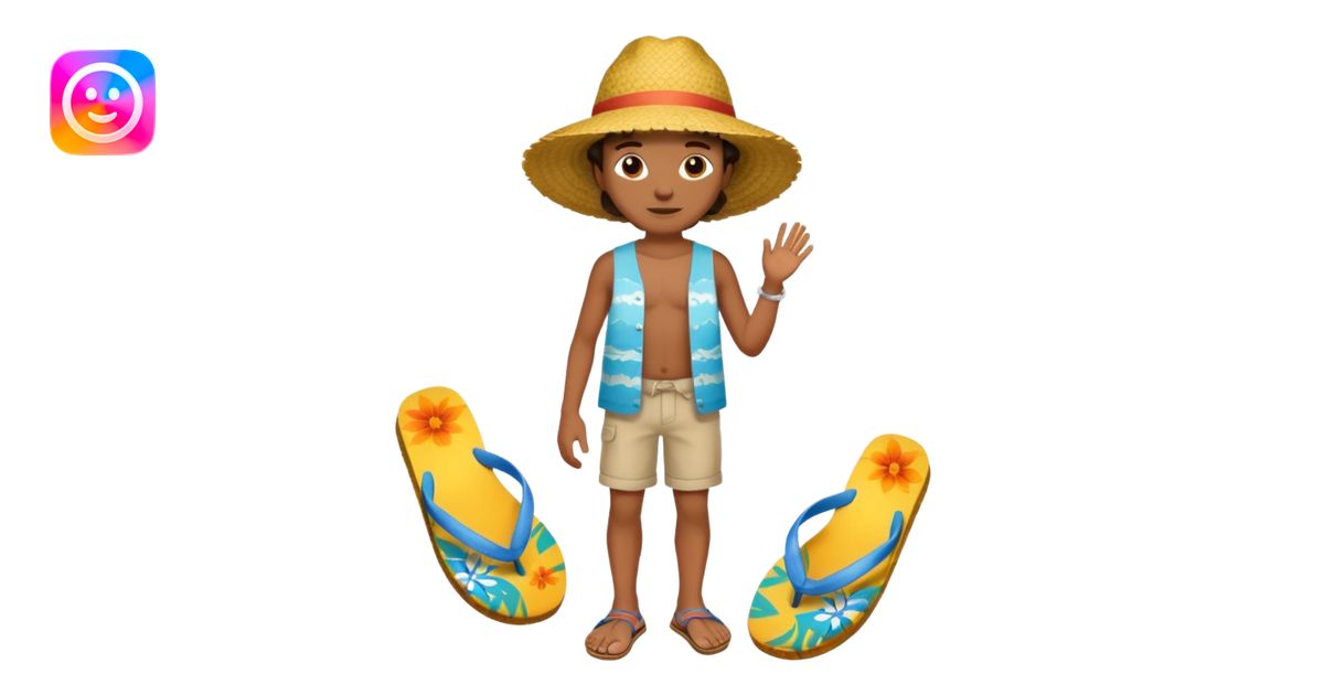 Créole réunionnais chapeau paille tong au pieds emoji | AI Emoji Generator