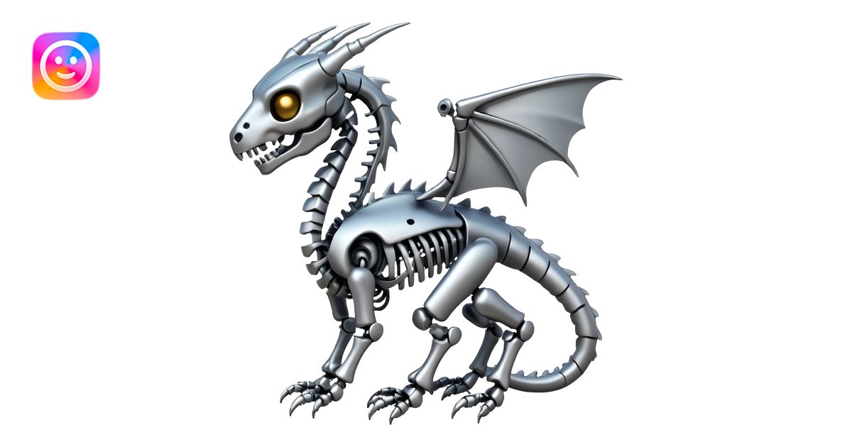 A skeleton robot dragon tiny emoji | AI Emoji Generator