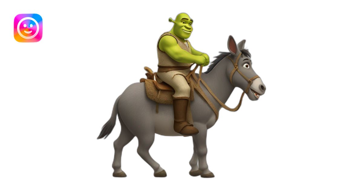 Shrek riding donkey emoji | AI Emoji Generator