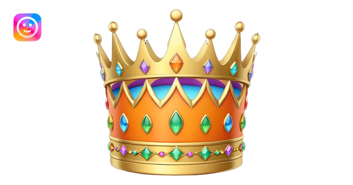 3d crown orange in color with rainbow inlay emoji | AI Emoji Generator