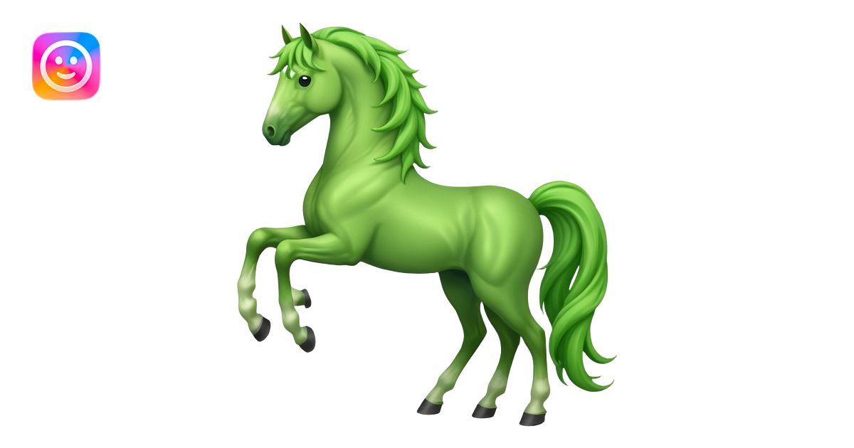 Green horse standing up with two feets emoji | AI Emoji Generator
