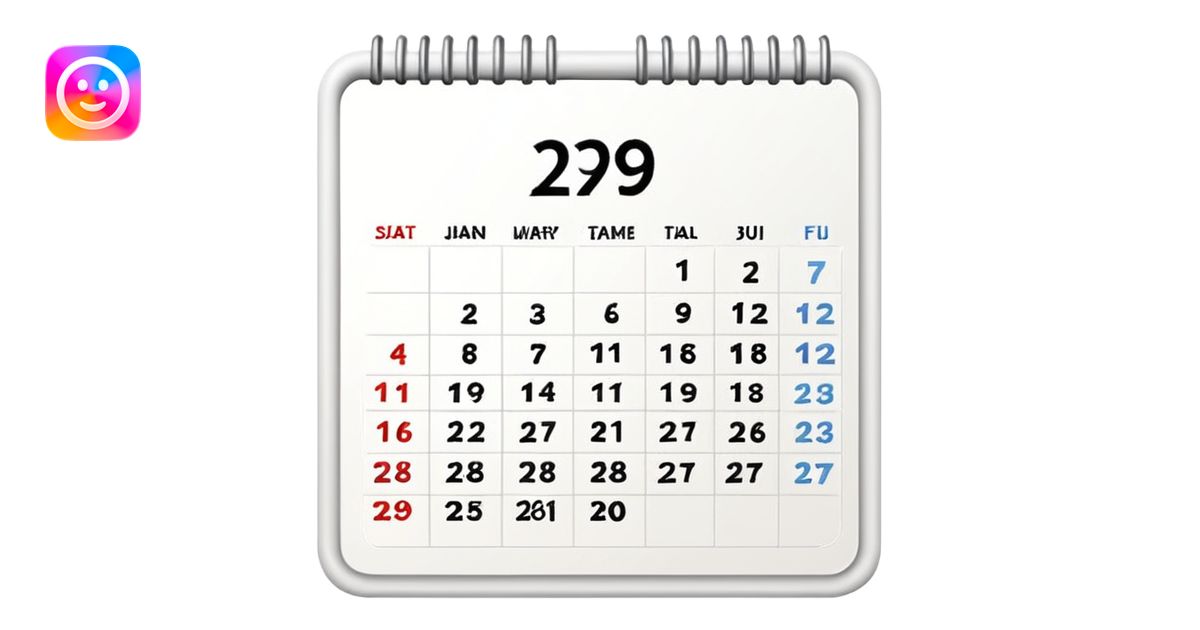 white date calendar with number 29 emoji | AI Emoji Generator
