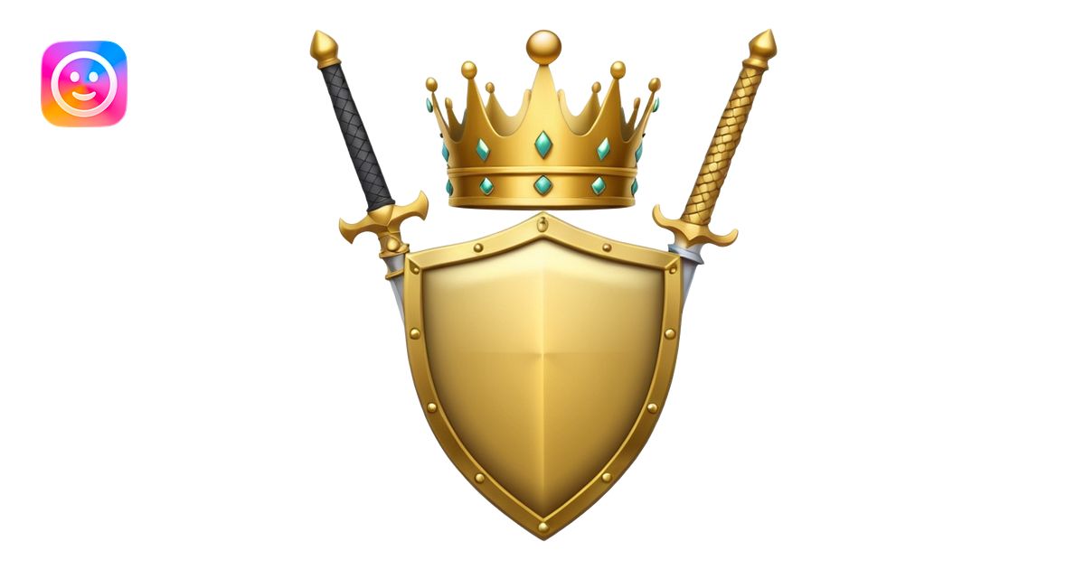 Powerful emoji with only sword, shield and crown emoji | AI Emoji Generator