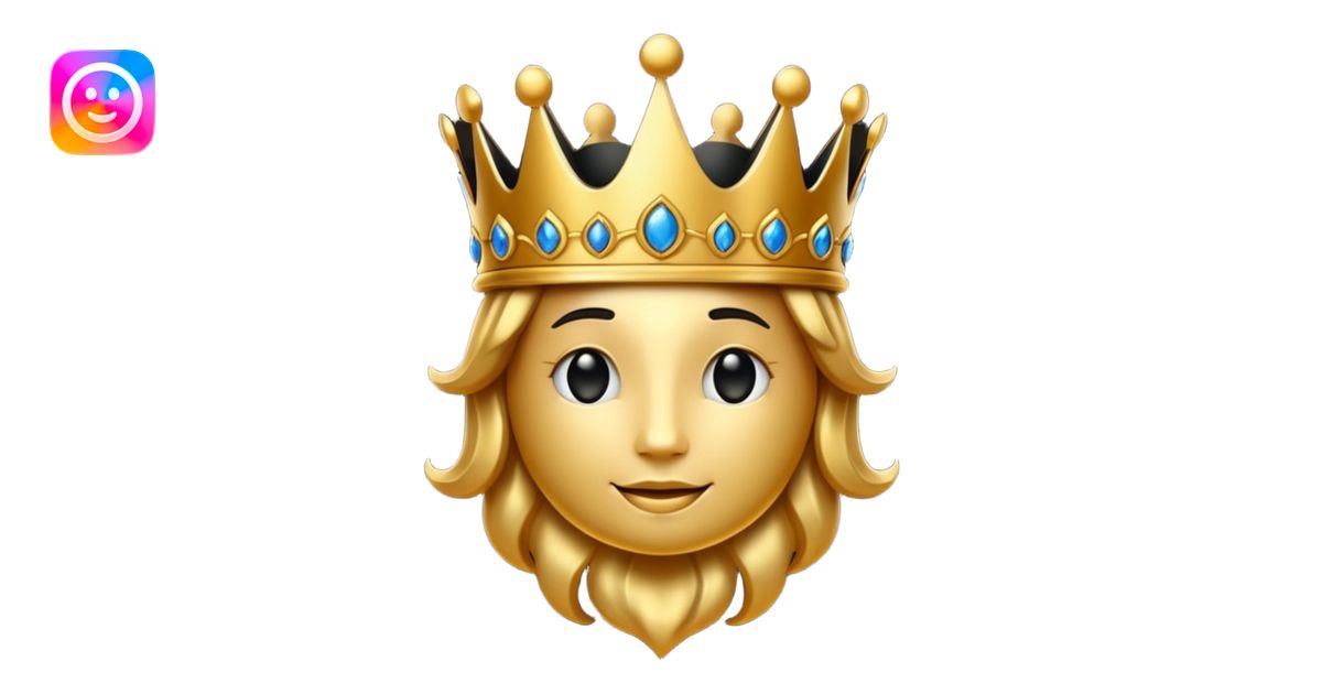 luxury black and gold emoji with royal crown, ornate golden swirls ...