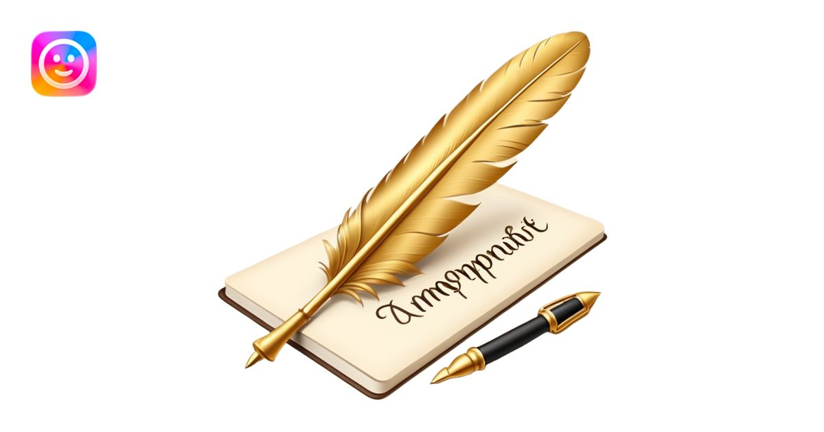 3D perspective hand writing with Premium golden feather emoji | AI ...