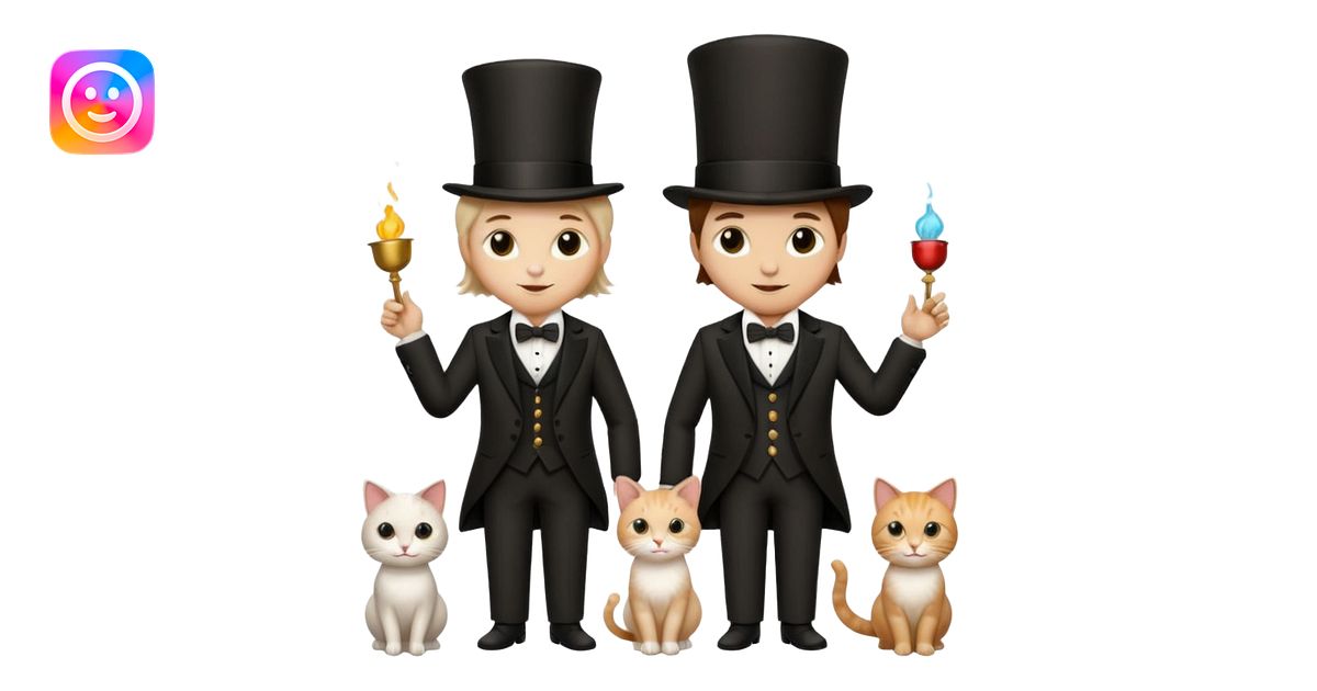magician couple and their pet cat emoji | AI Emoji Generator
