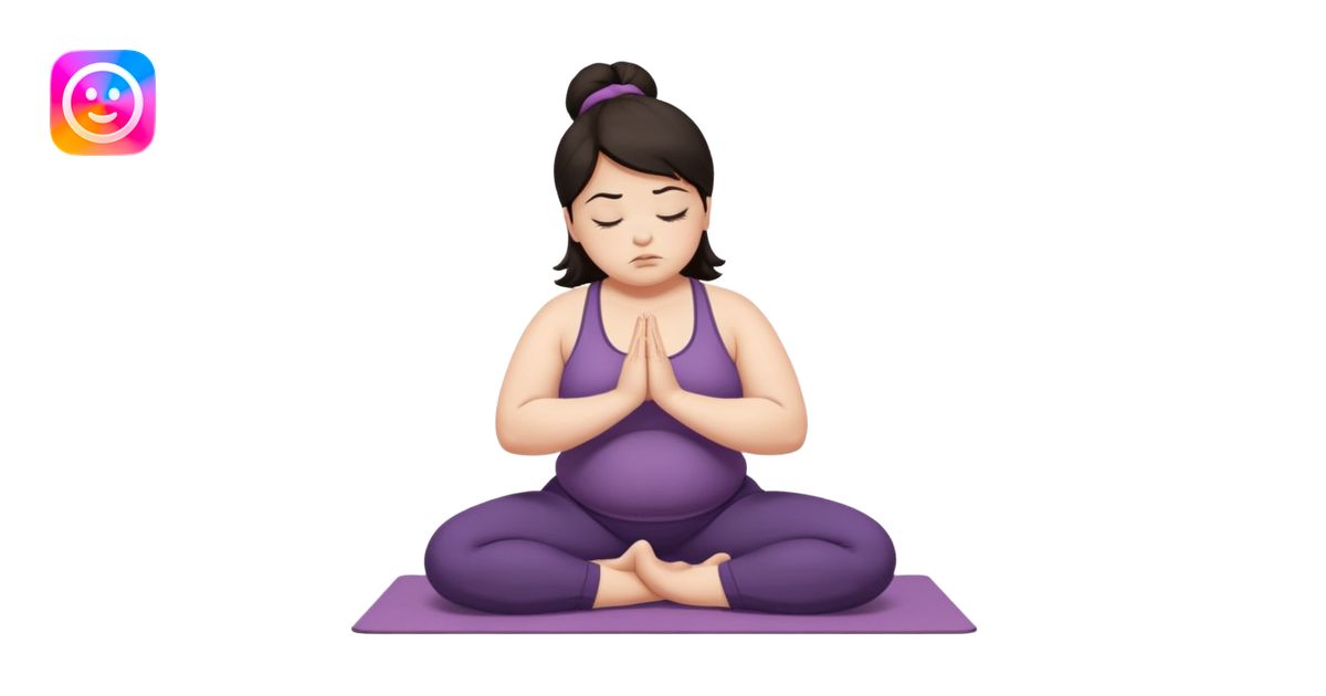 Sad fat girl doing yoga crow pose dark hair emoji | AI Emoji Generator